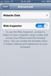 View Source Code on the iPad and iPhone using Dev Tools on Safari Webkit