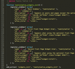 How to create an extra Widget Area in Twenty Twelve WordPress theme